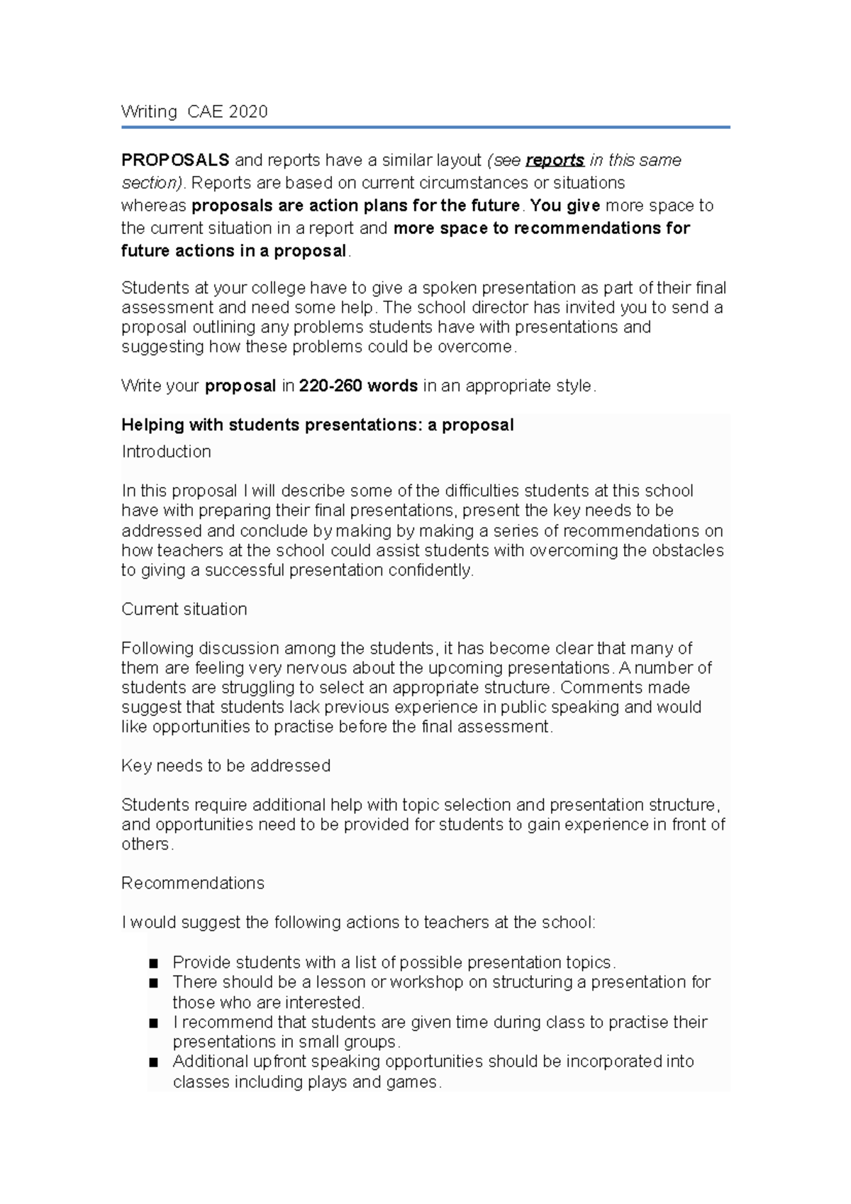 Guidelines to write a proper report and proposal CAE level - Writing ...