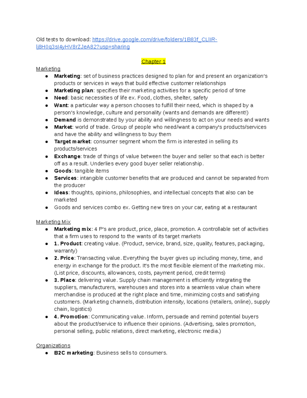 Final EXAM Notes - Old tests to download: drive.google/drive/folders ...