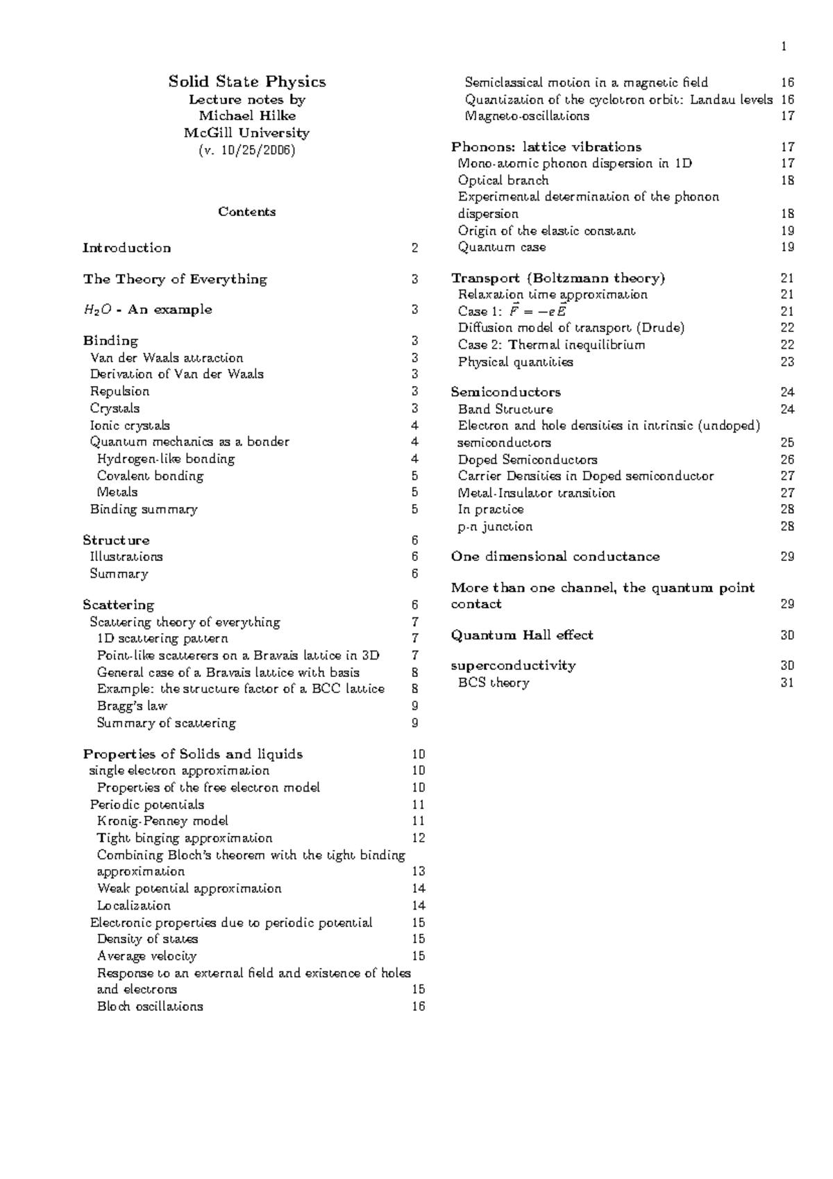 Solid state physics lecture notes - Solid State Physics Lecture notes ...
