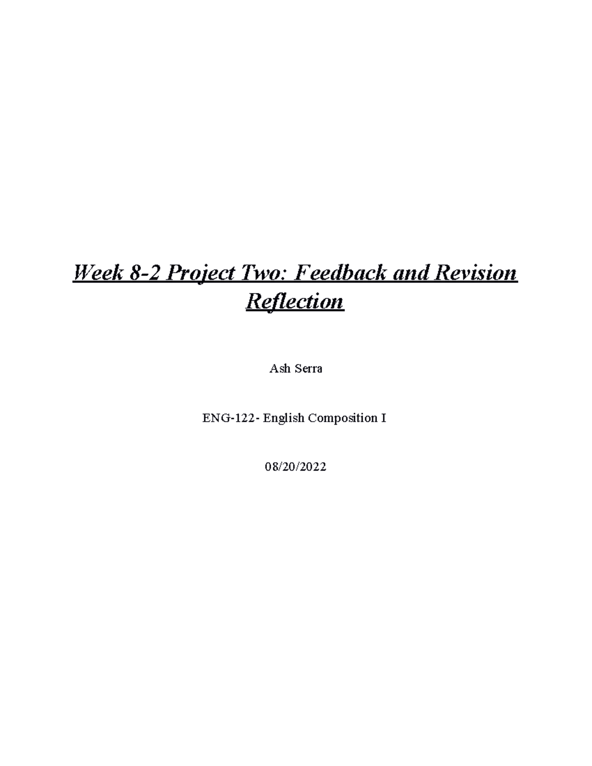 Mod8finalenglish - Module - Week 8-2 Project Two: Feedback and Revision ...