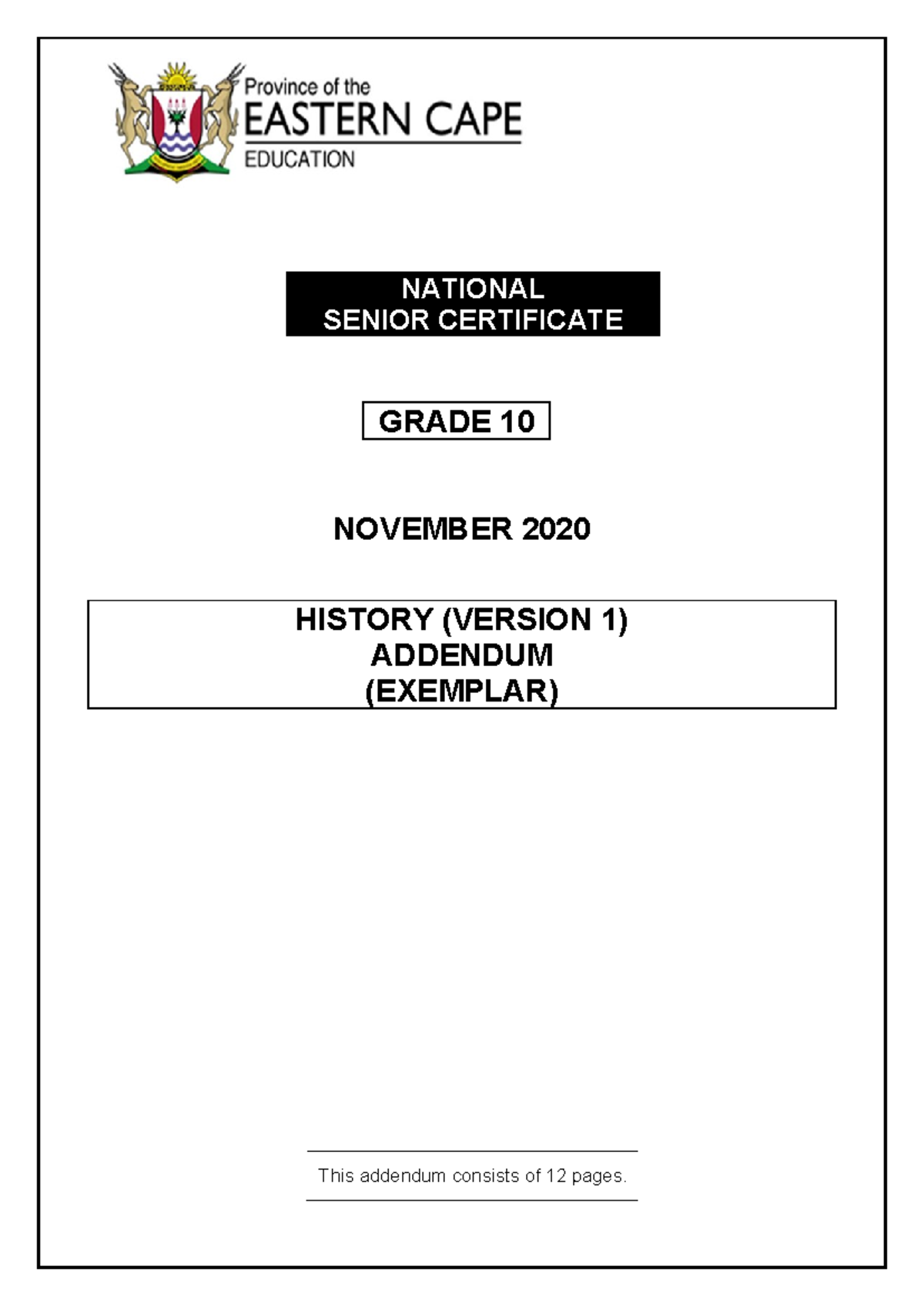 History-P1-GR10- Addendum-NOV2020 English - NATIONAL SENIOR CERTIFICATE ...