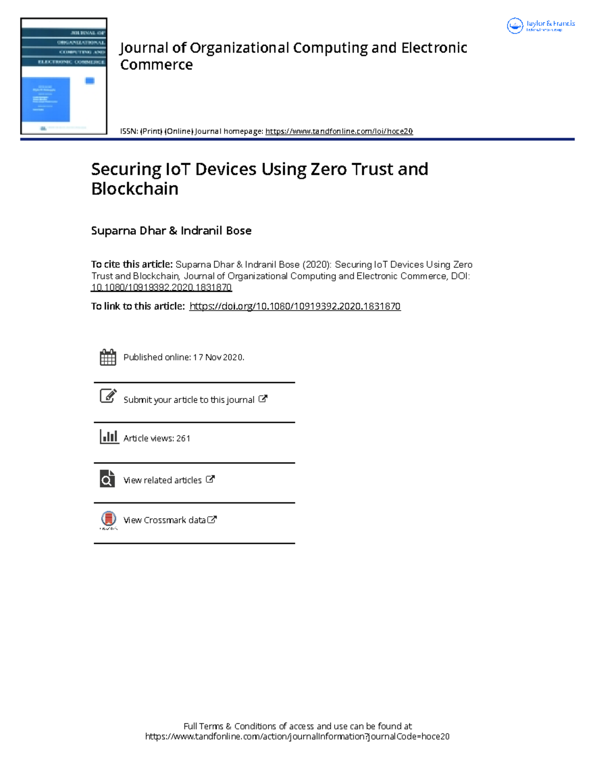 Securing Io T Devices Using Zero Trust and Blockchain - Full Terms ...