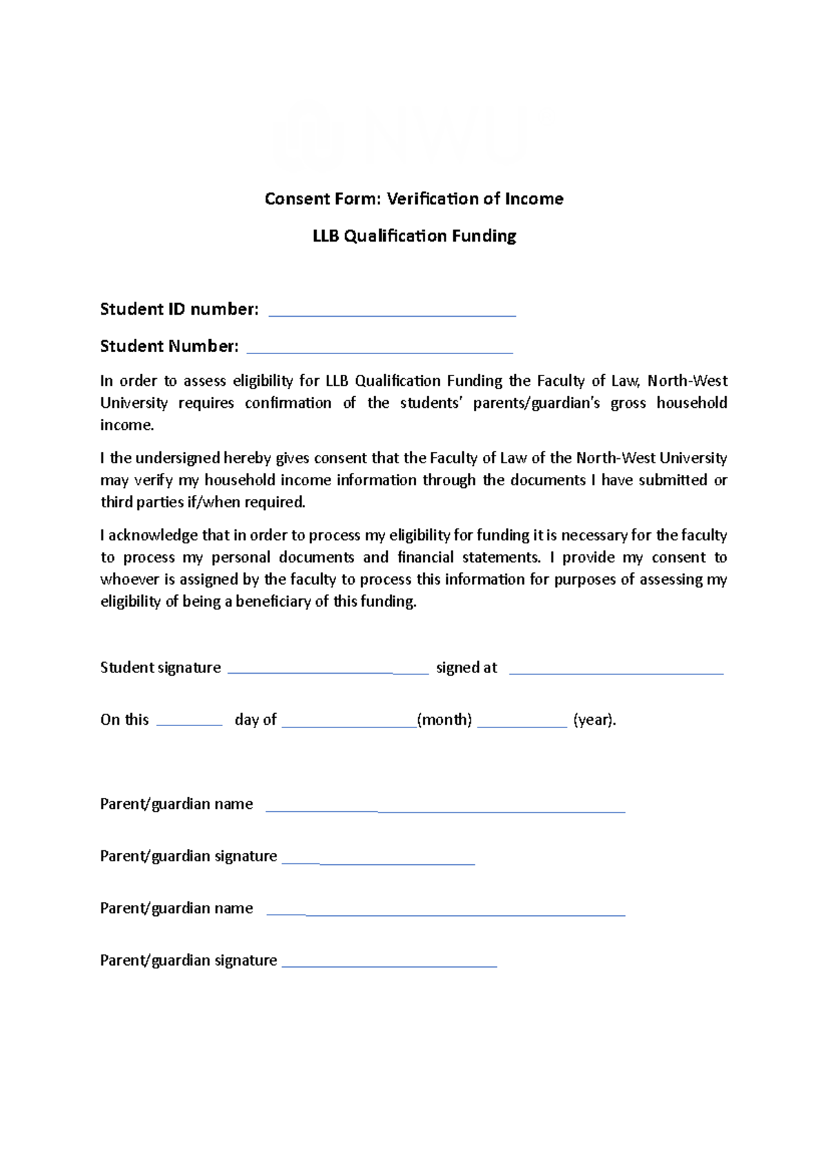 Consent Form Verification of Income - I the undersigned hereby gives ...