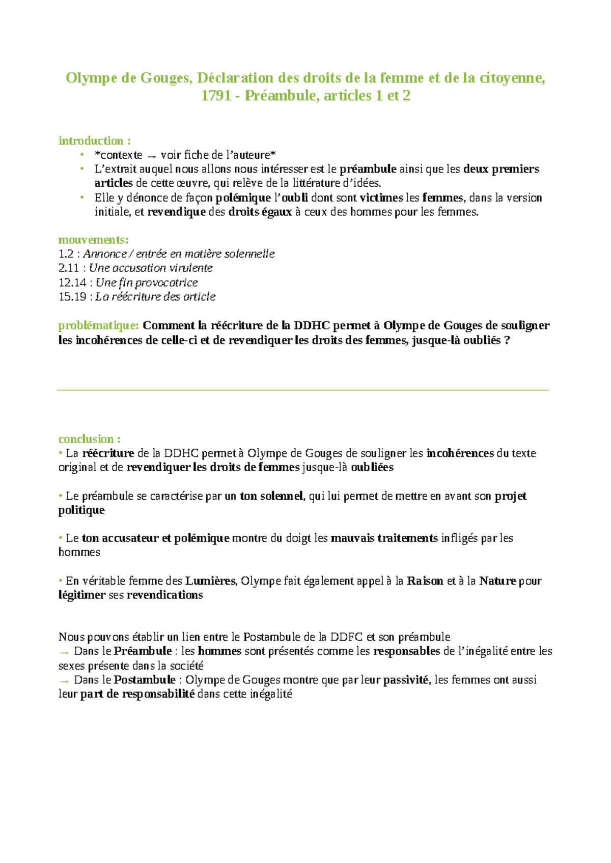 Olympe de Gouges, Déclaration des droits de la femme et de la citoyenne ...