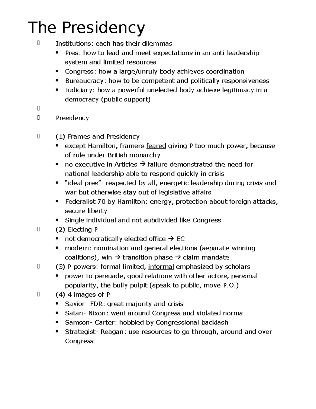 Presidency 14 notes - Professor Jack Citrin - The Presidency ...