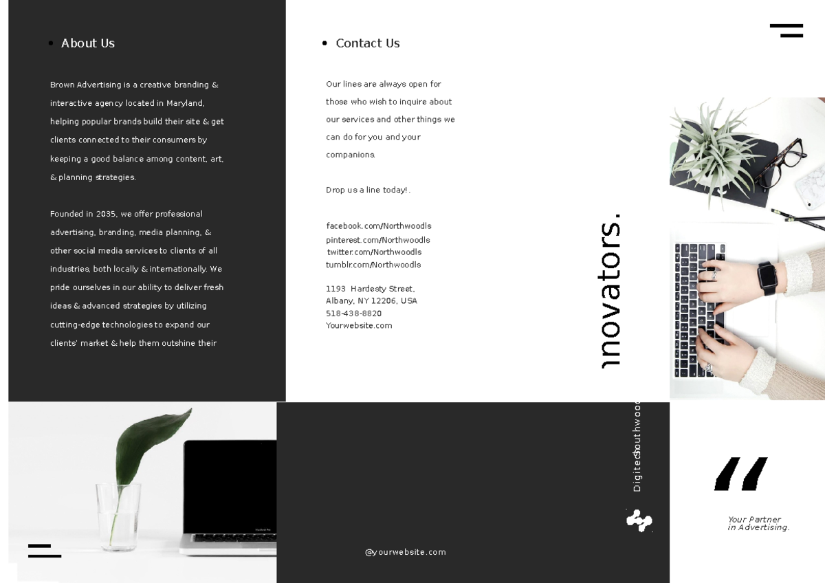 Plantilla de triptico en Word 6 - About Us Our lines are always open ...