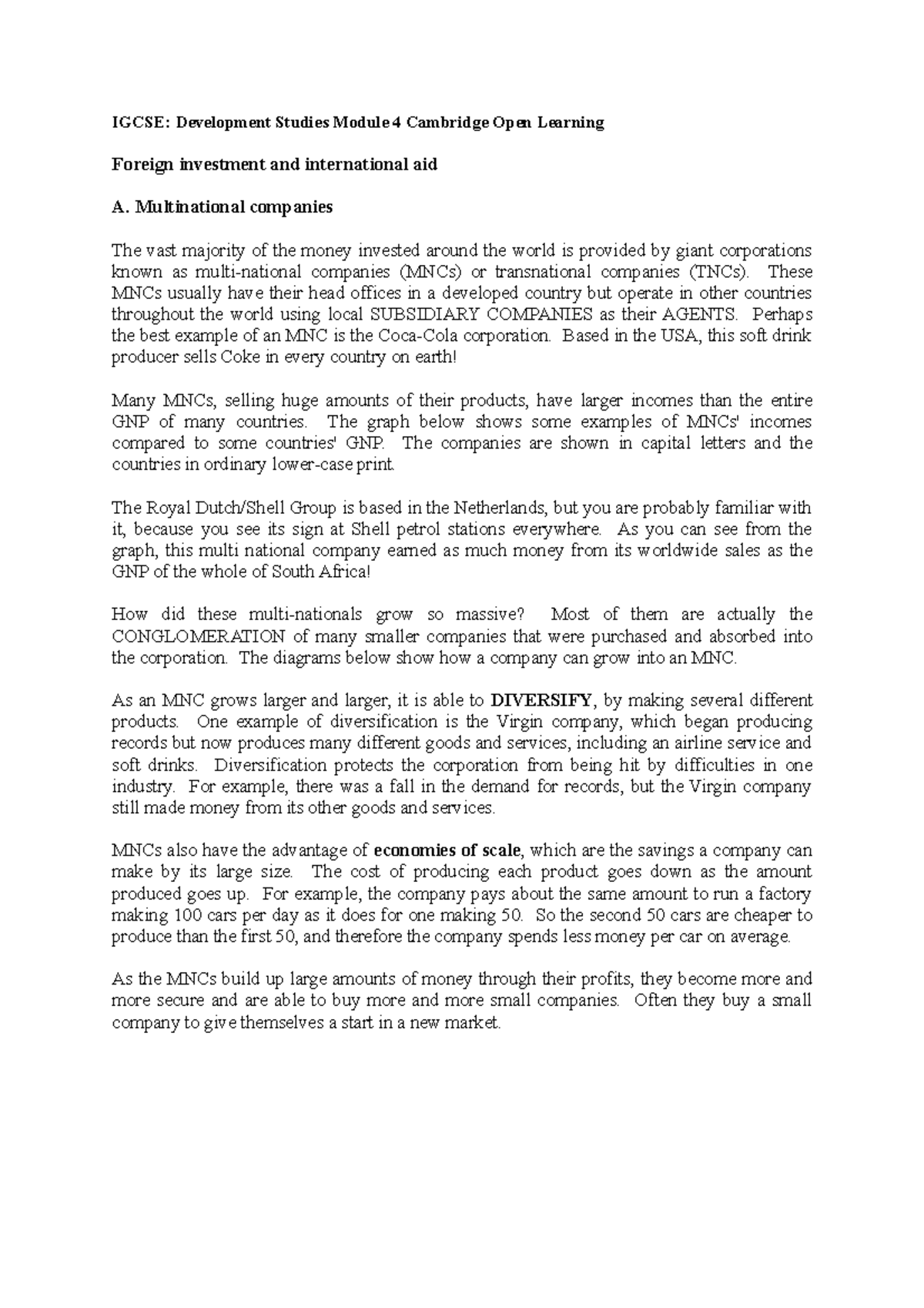 Igcse - Development Studies Module 4 - Unit 1 - Cambridge Open Learning ...