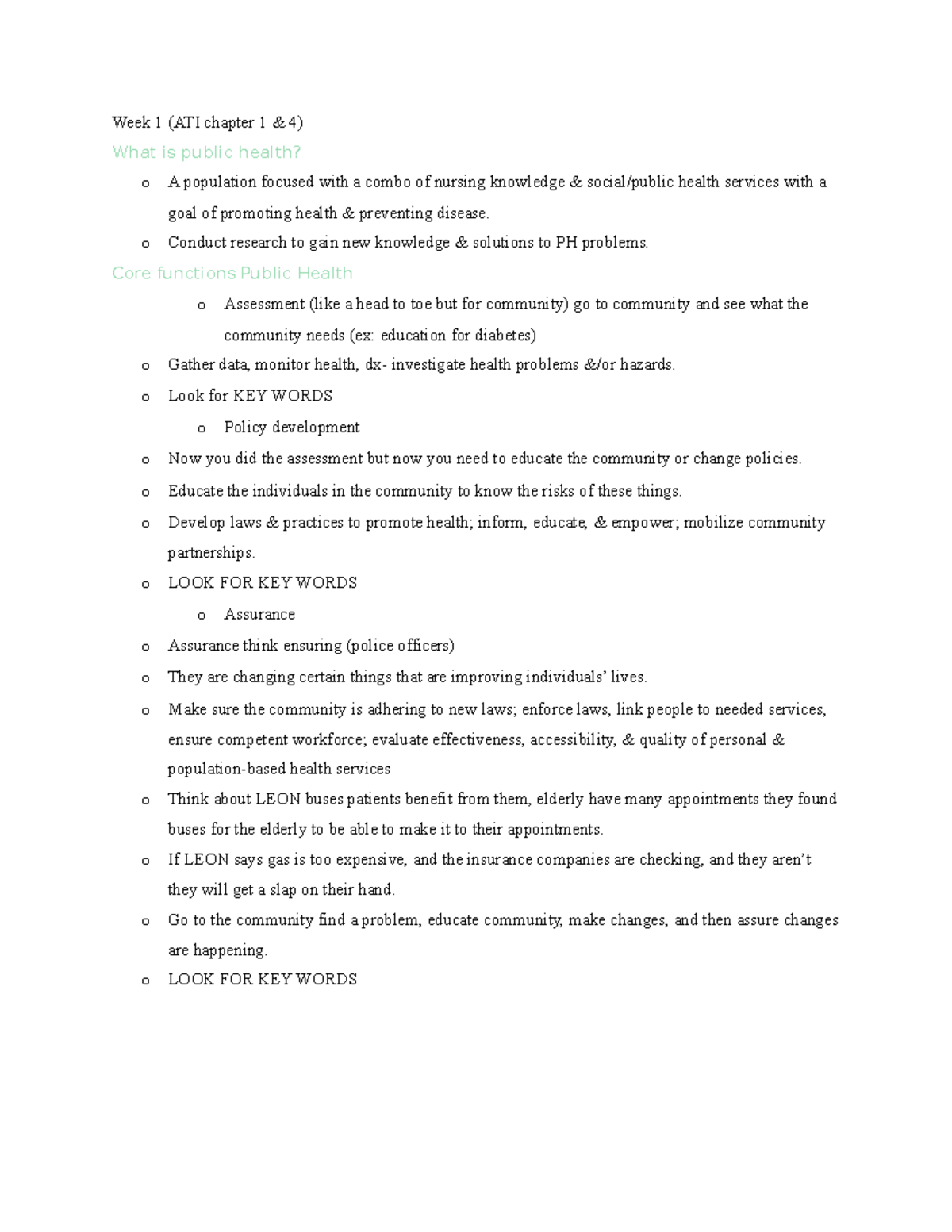 Week 1 - notes - NURS340 - WCU - Studocu