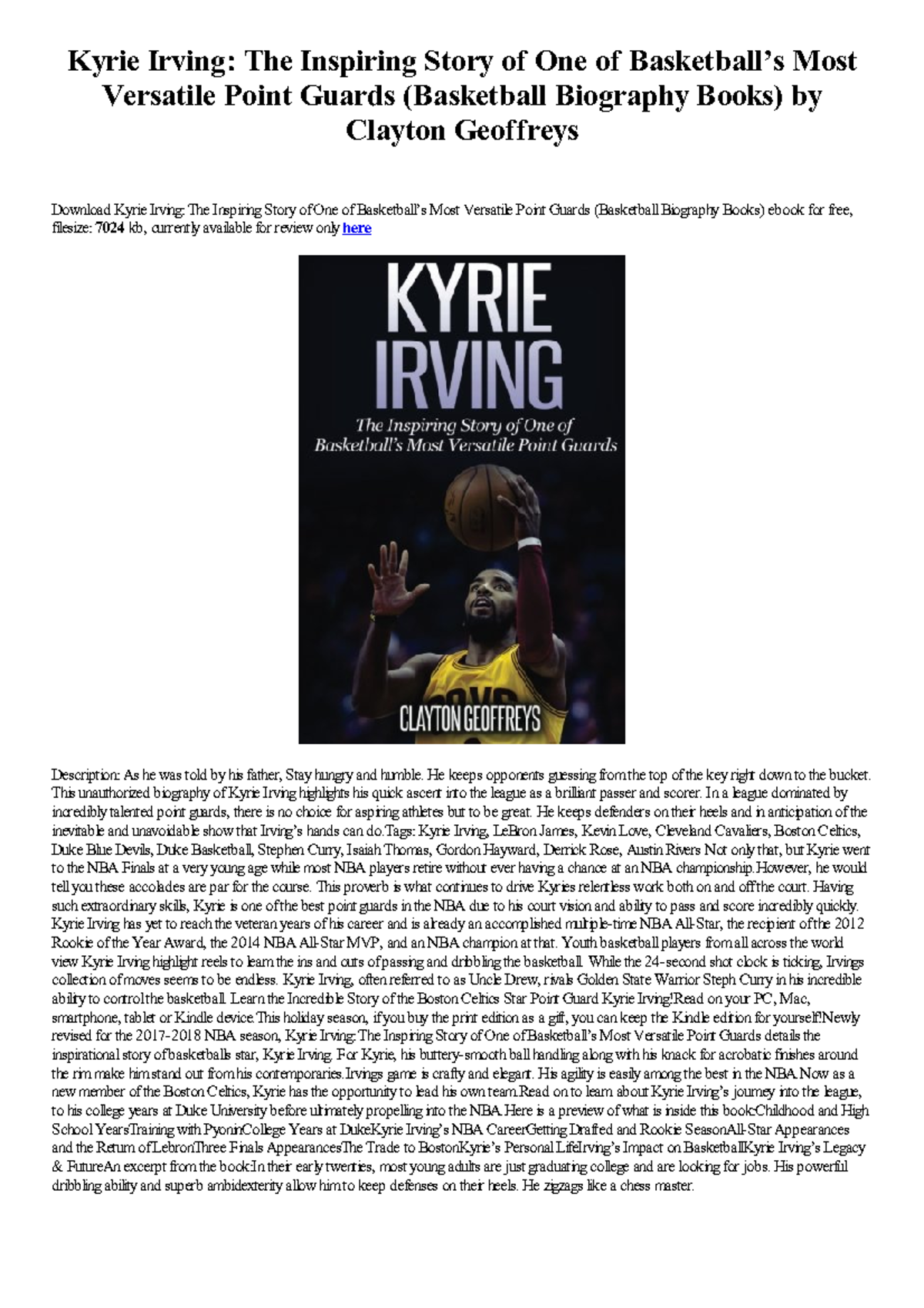 Kyrie irving the inspiring story of one of basketballs most versatile ...