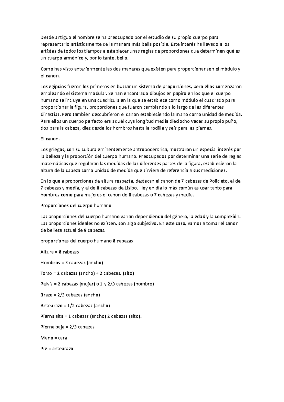 Proporciones Del Cuerpo Humano Desde Antiguo El Hombre Se Ha