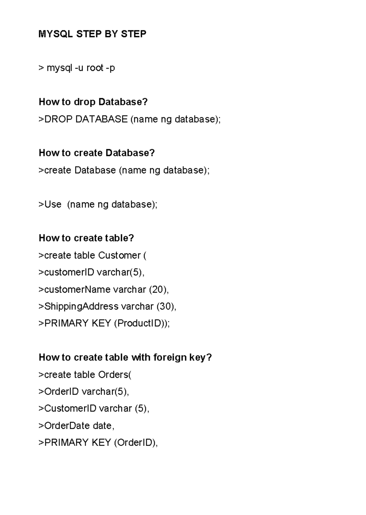 Mysql Step By Step Mysql Step By Step Mysql U Root P How To Drop 6271