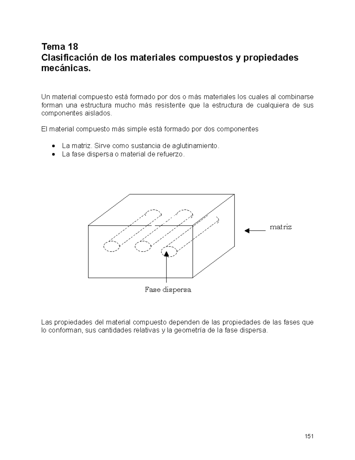 Tema 18 Clasificacion de los materiales - Un material compuesto está ...