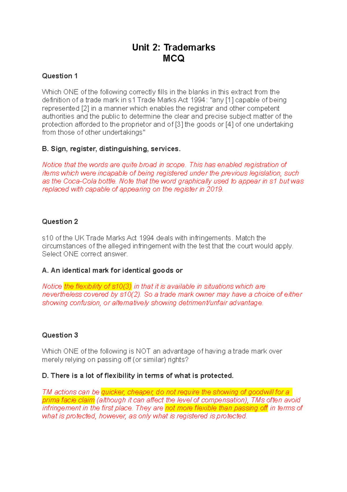 Unit 2 - MCQ - Unit 2 - MCQ - Intellectual Property - Unit 2 ...