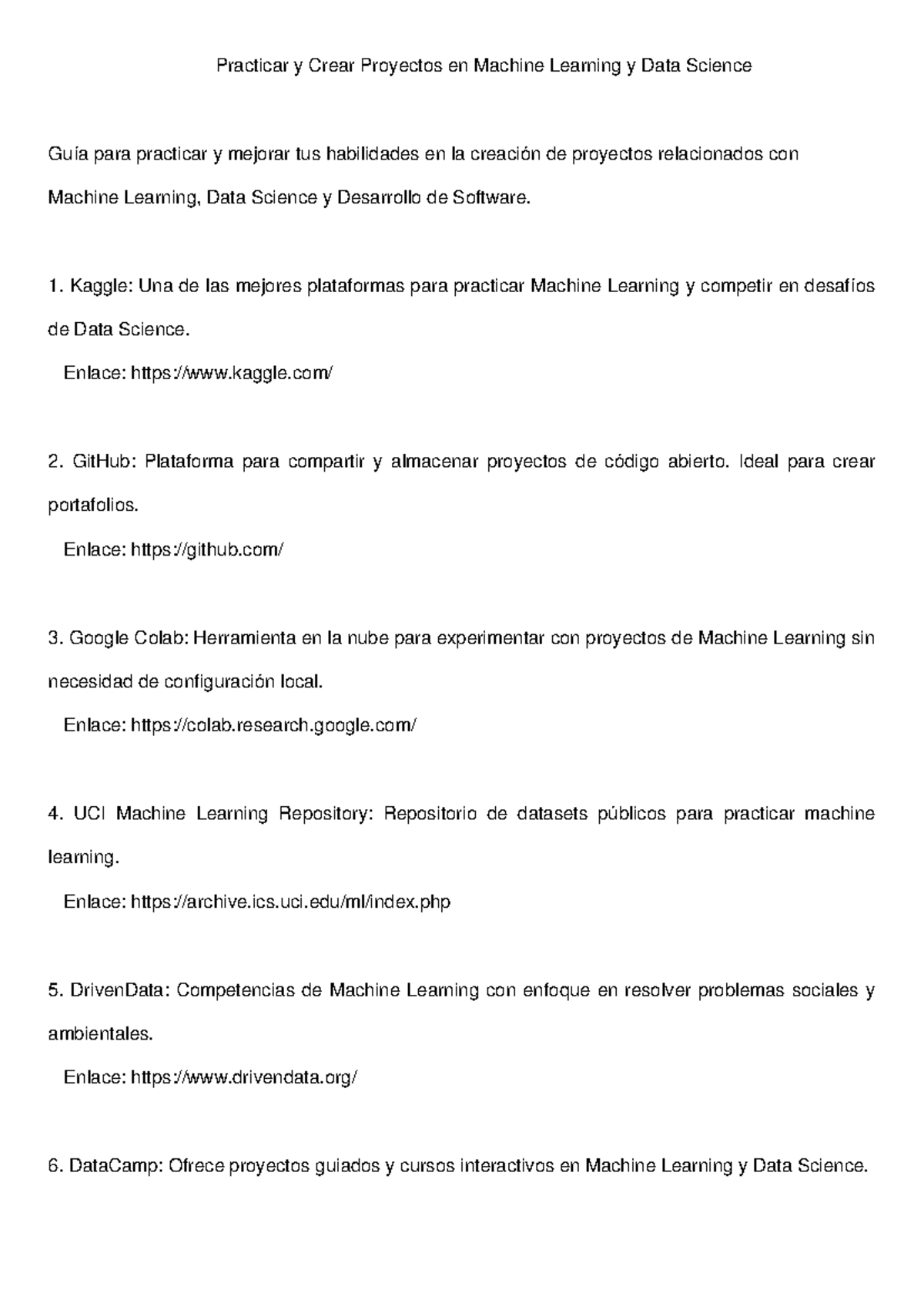 Guia Practicar Proyectos ML DS - Practicar y Crear Proyectos en Machine ...