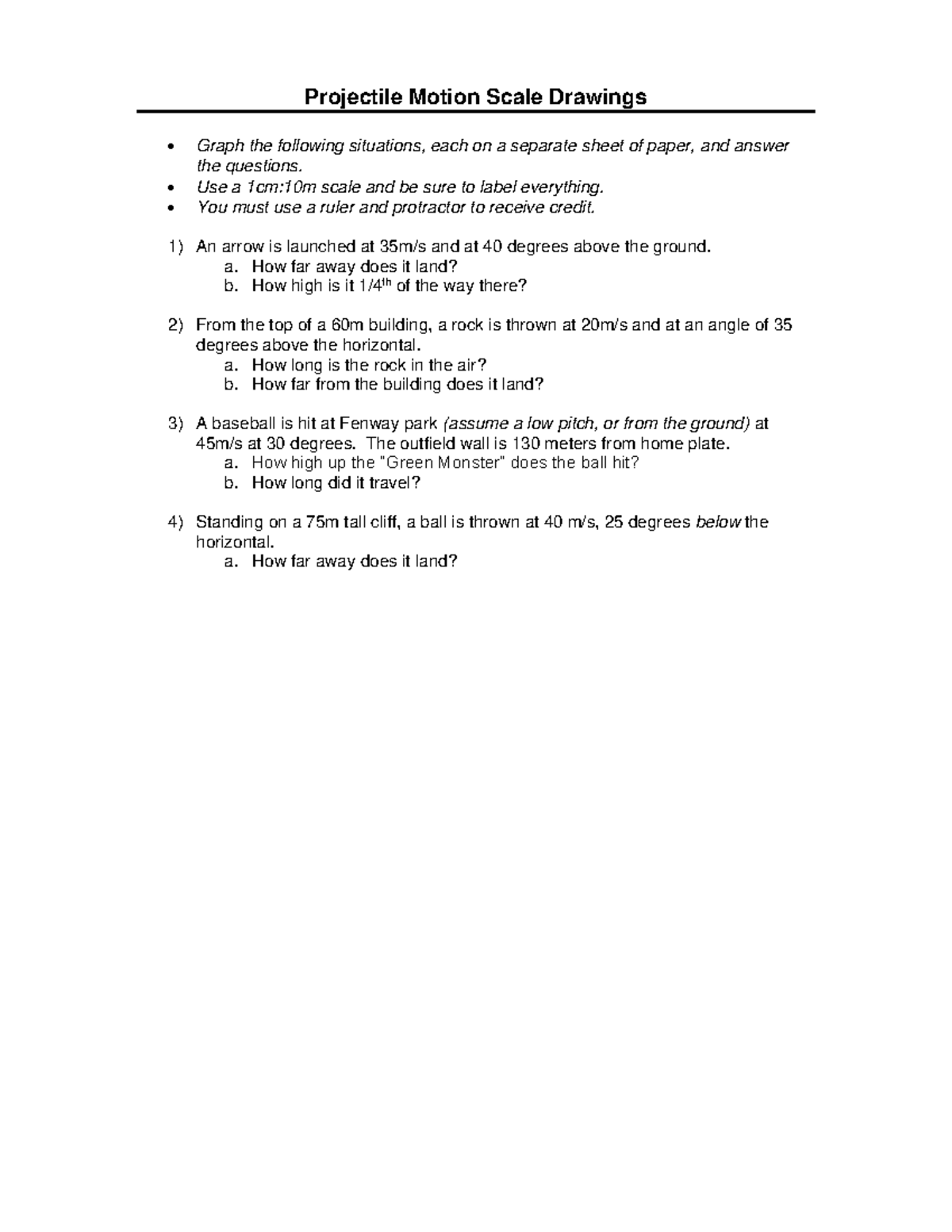 Projectile Motion scale drawings - Projectile Motion Scale Drawings ...