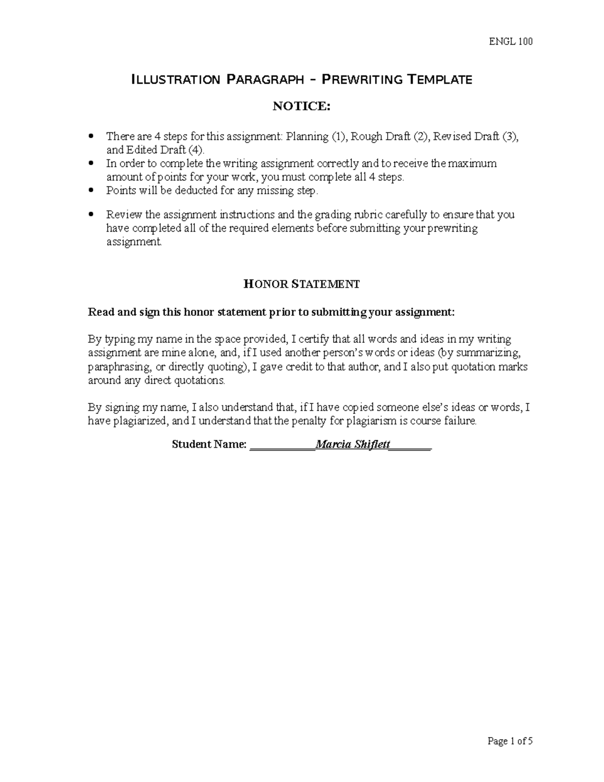 Illustration Paragraph Prewriting - ILLUSTRATION PARAGRAPH – PREWRITING ...