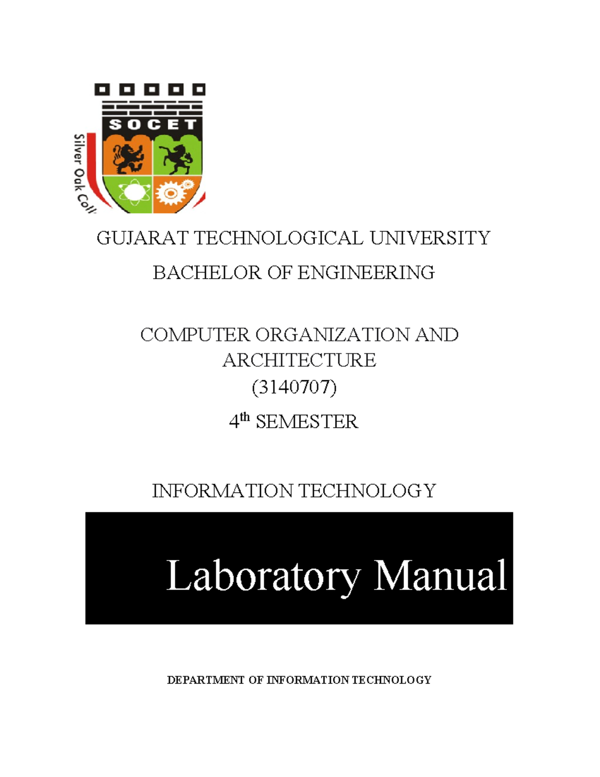 COA-Lab Manual 4th IT-A for Information Technology (Mewada Manishkumar ...