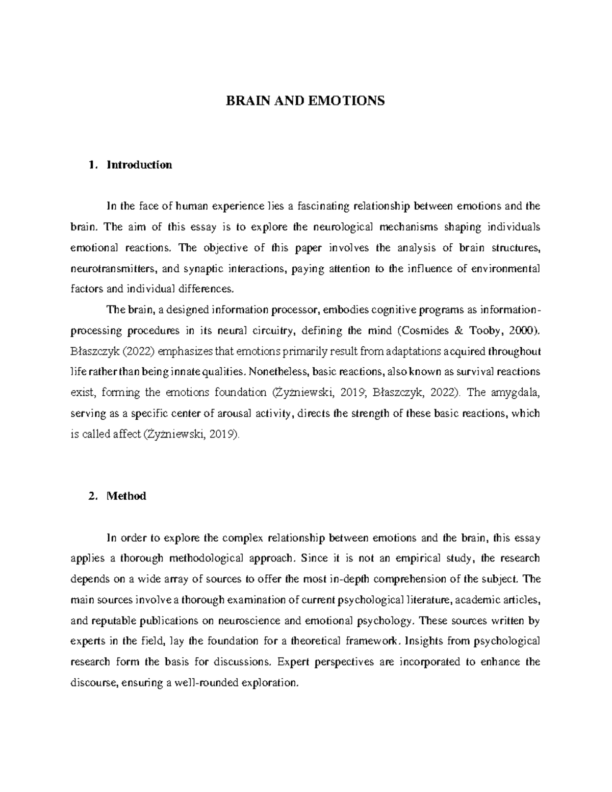 Brain and emotions essay - BRAIN AND EMOTIONS Introduction In the face ...