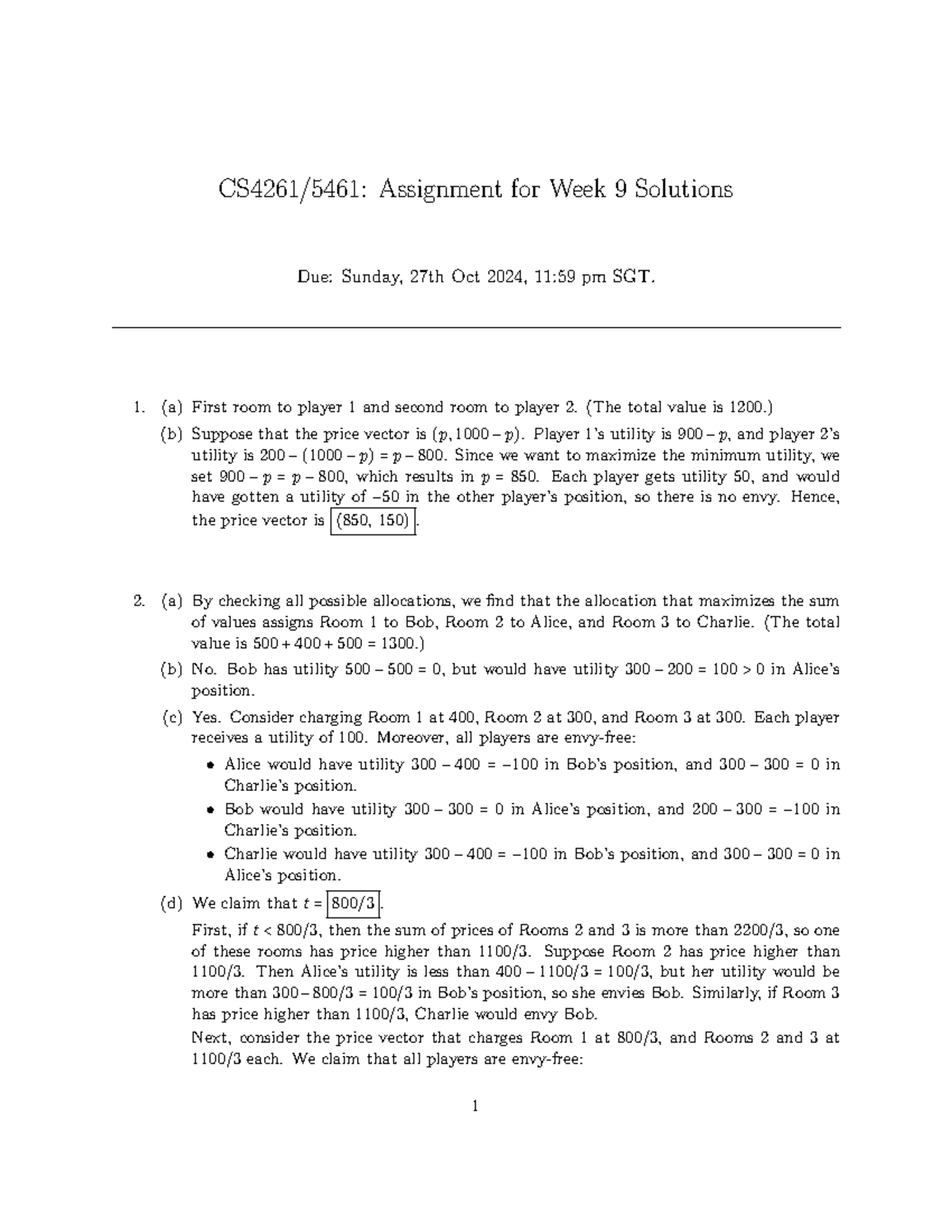 Assignment 9-solutions - CS4261/5461: Assignment for Week 9 Solutions Due: Sunday, 27th Oct 2024 ...