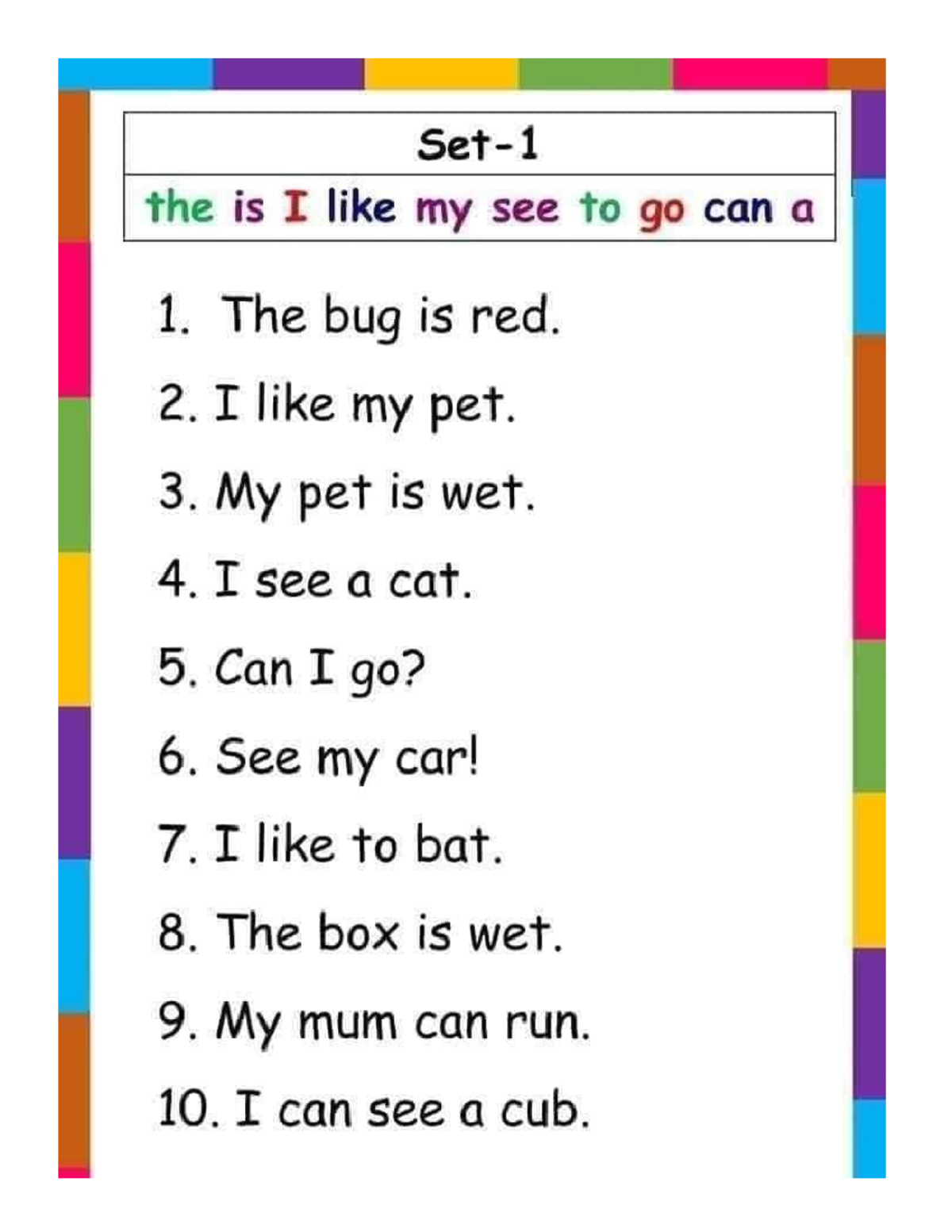 Sight Words IN Sentences (Free Reading Material) - Education - Studocu