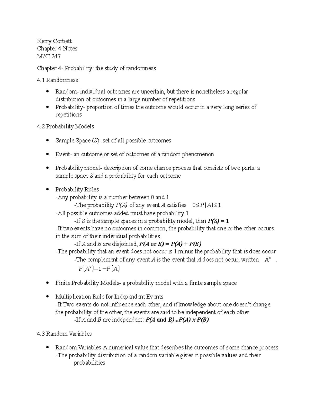 Chapter 4 Notes - Jeff Springer - Kerry Corbett Chapter 4 Notes MAT 247 ...