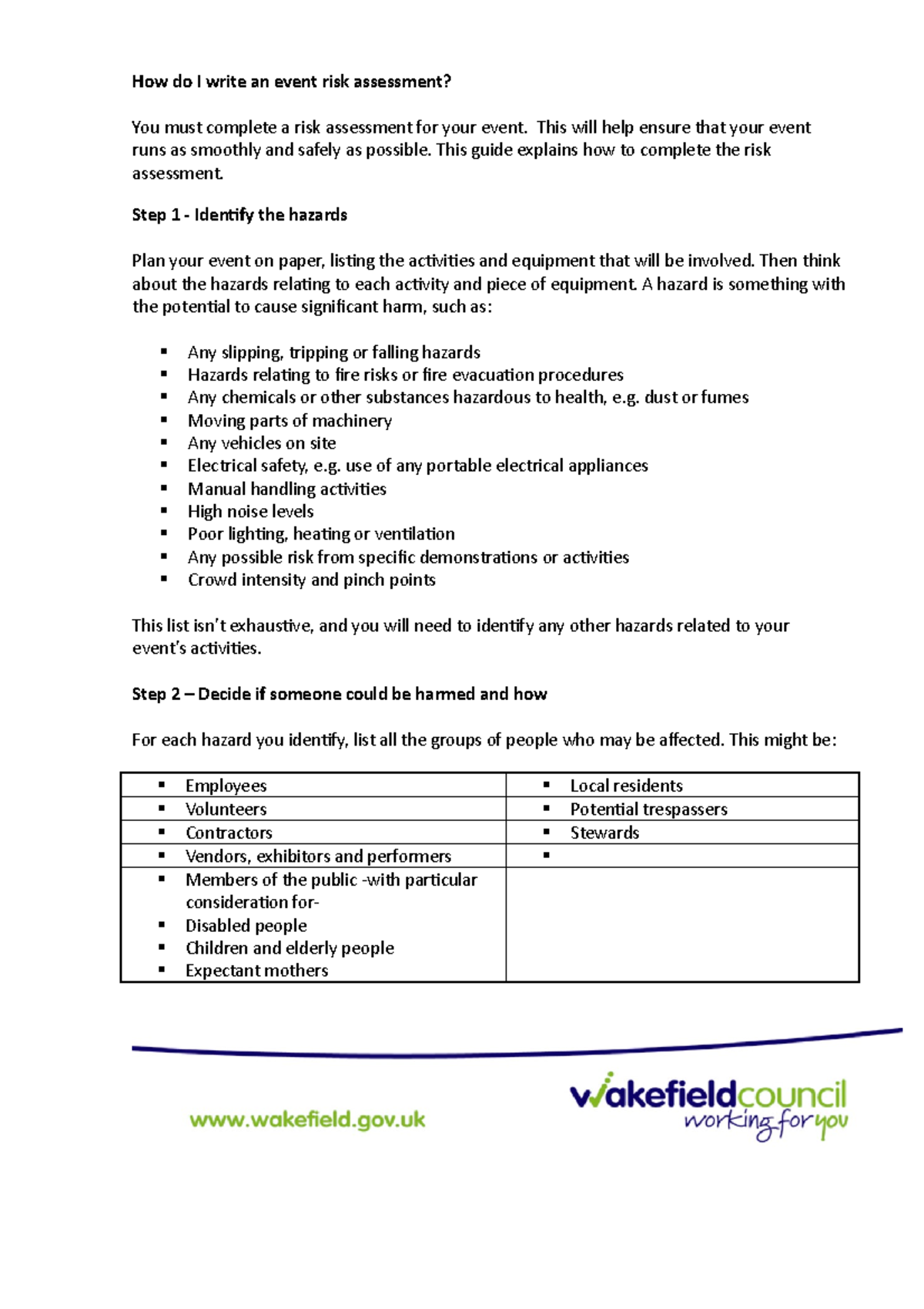 Event risk assessment guidance template - How do I write an event risk ...