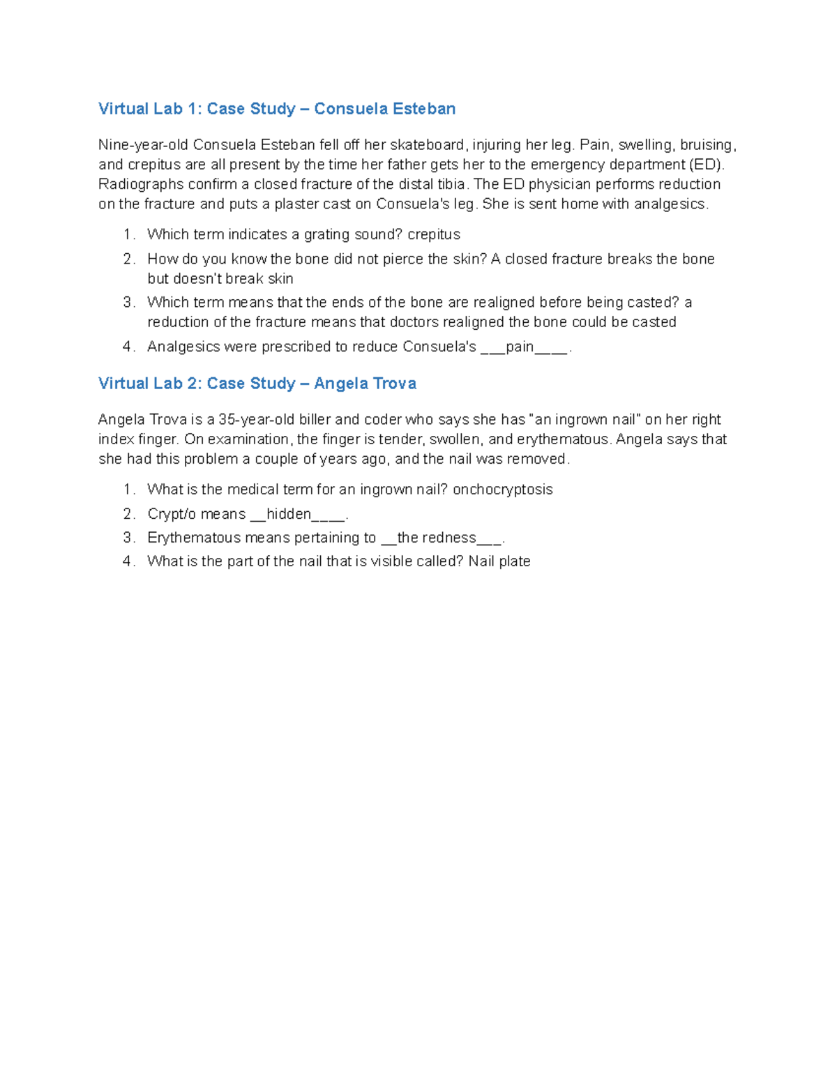 AHP105 Wk2 Virtual Lab AS - AHP106 - Fortis - Studocu