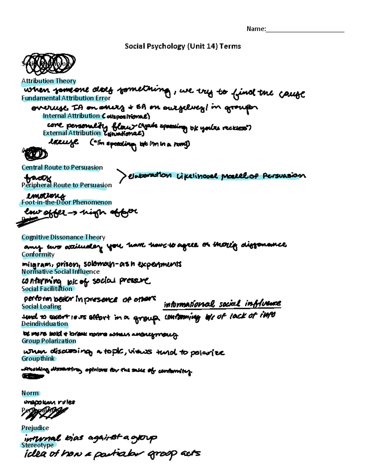 Social Psych Terms - A survey of the scientific study of human behavior ...