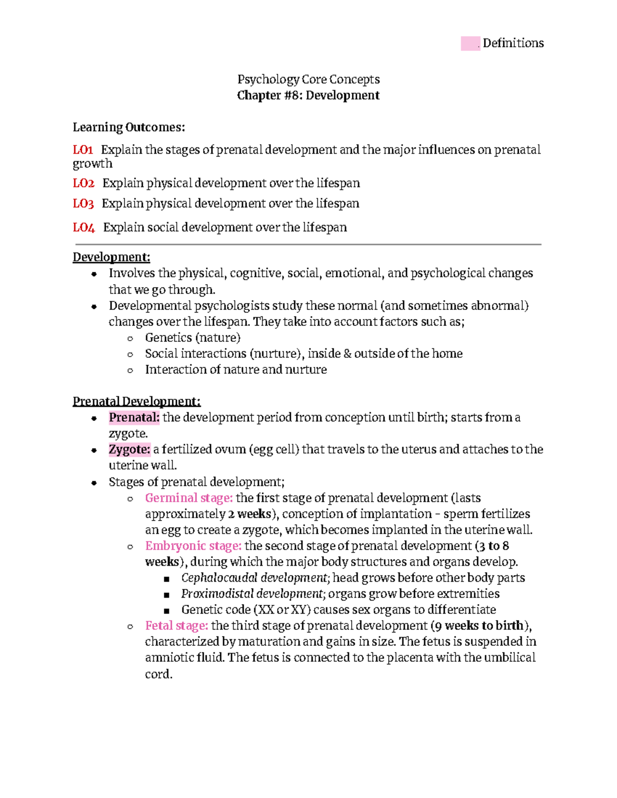 Psychology Core Concept; Chapter #8 - Development - Psychology Core ...