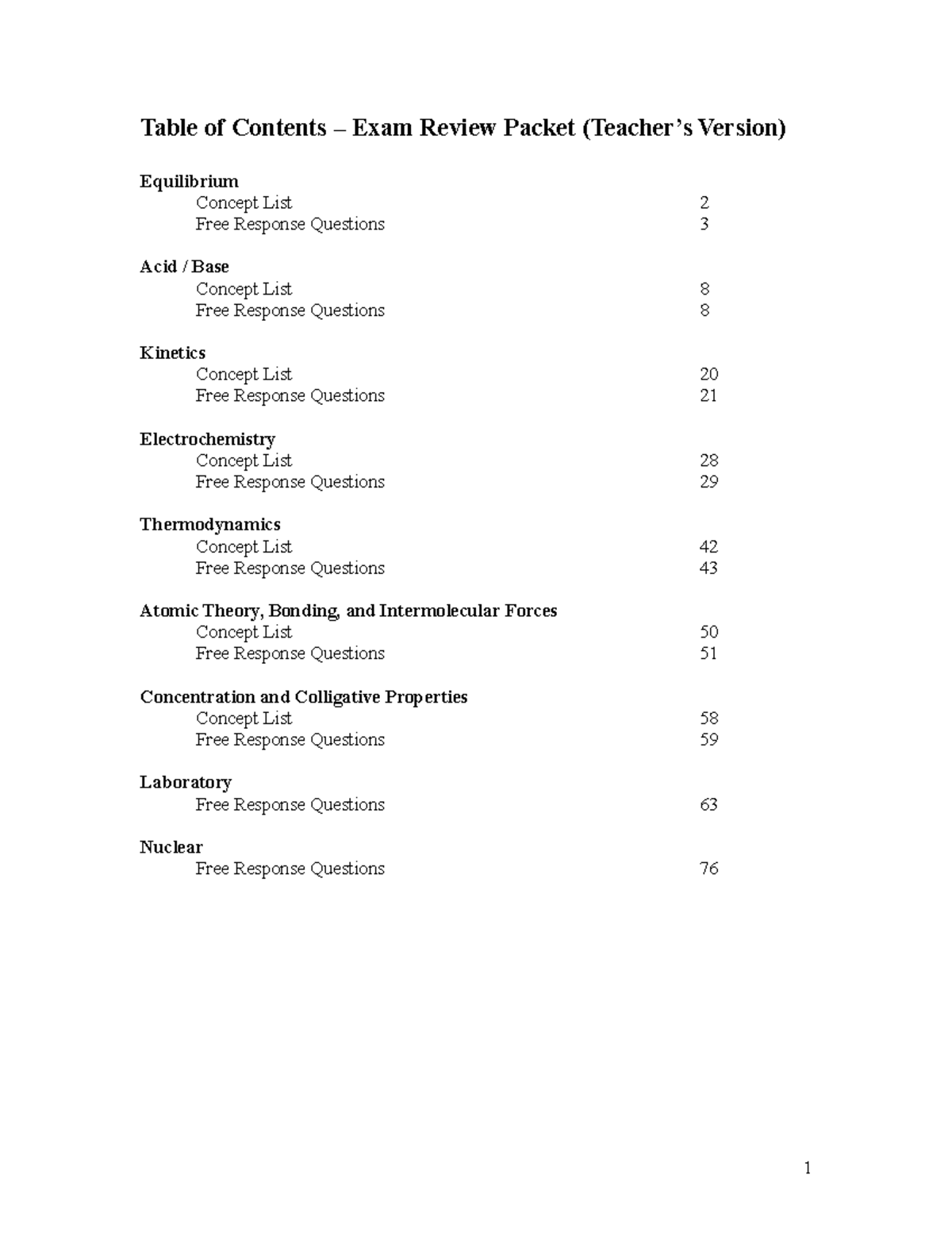 Review Packet - Teacher Version - Table of Contents – Exam Review ...