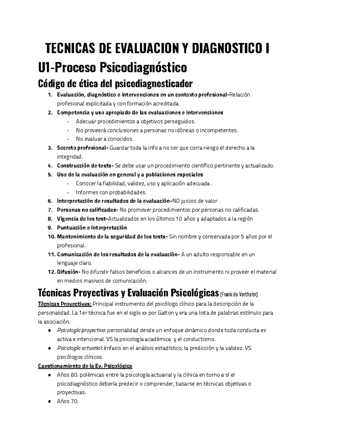 Resumen técnicas digital - TECNICAS DE EVALUACION Y DIAGNOSTICO I U1-Proceso Psicodiagnóstico ...