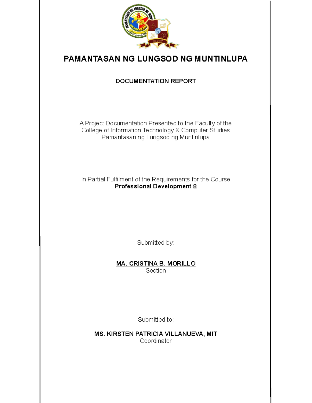 IT Summit Documentation format 1 - DOCUMENTATION REPORT A Project ...