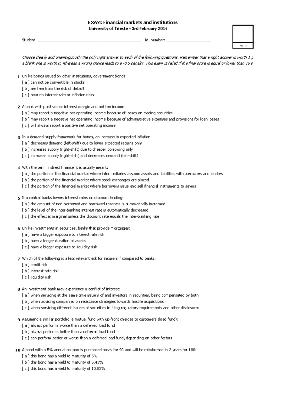 Exam-example 3 - sampe test provided by the professorduring the ...