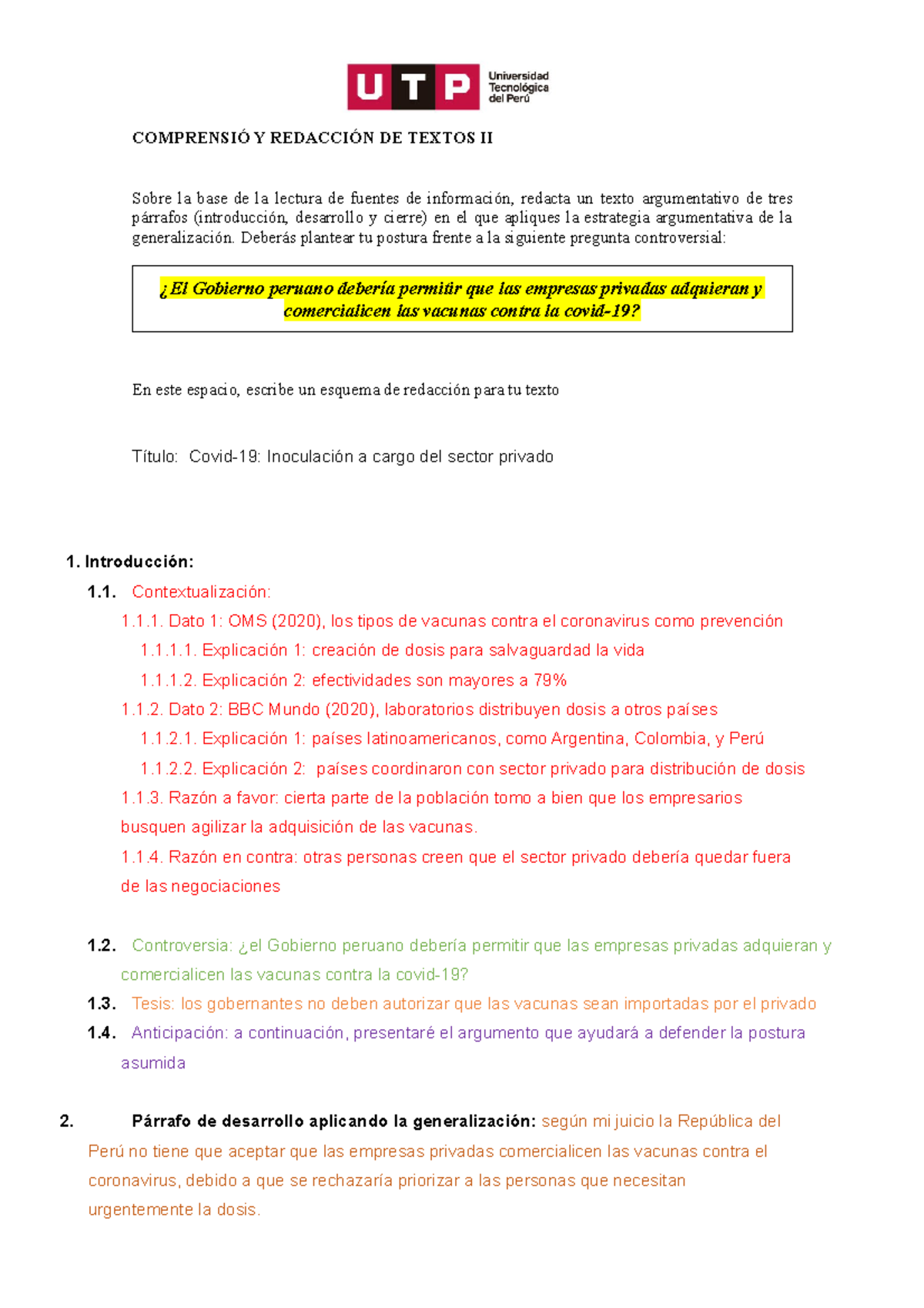 Modelo guía de 3 párrafos-3 - COMPRENSIÓ Y REDACCIÓN DE TEXTOS II Sobre ...