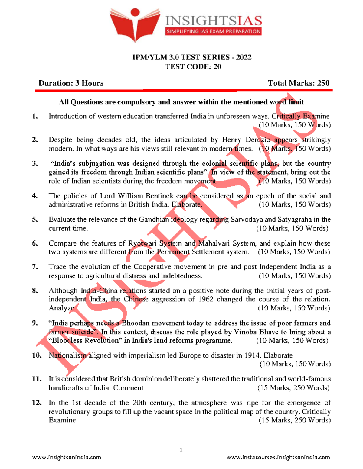 IPM-3-0-Test-Series-2022-Test- 20 (Breakthrough Test)-QP - ####### 1 ...