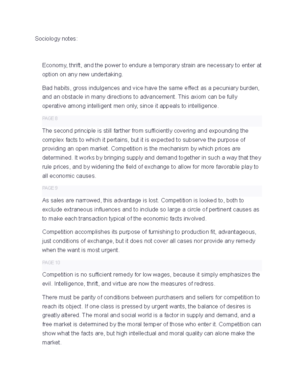 Sociology notes 2 - Sociology notes: Economy, thrift, and the power to ...