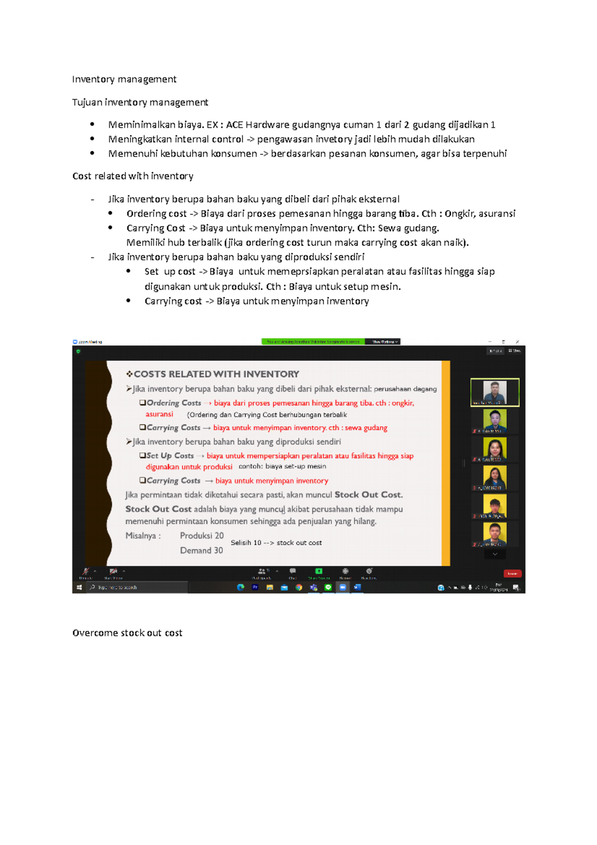 Inventory management - summary - Inventory management Tujuan inventory ...