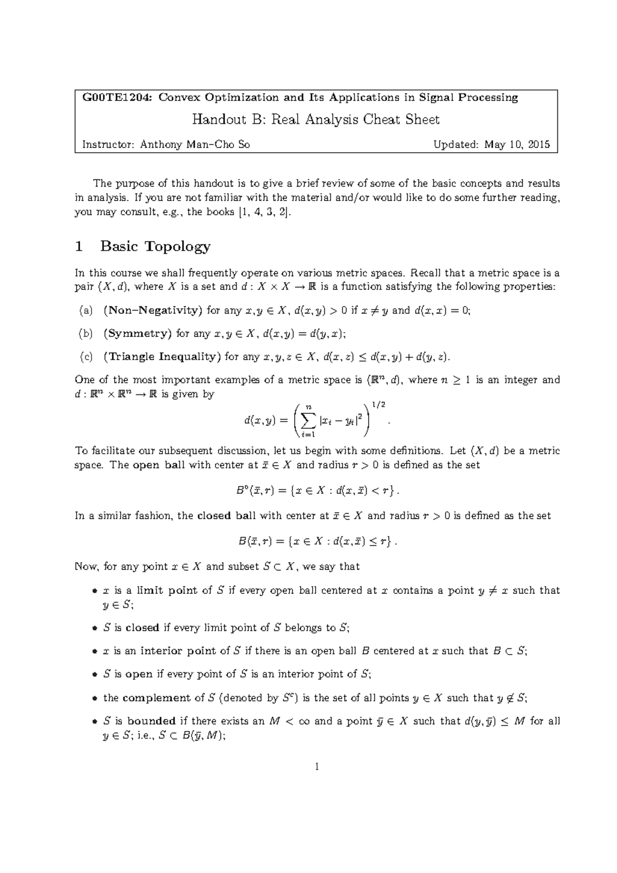 B-real - G00TE1204: Convex Optimization and Its Applications in Signal Processing Handout B ...