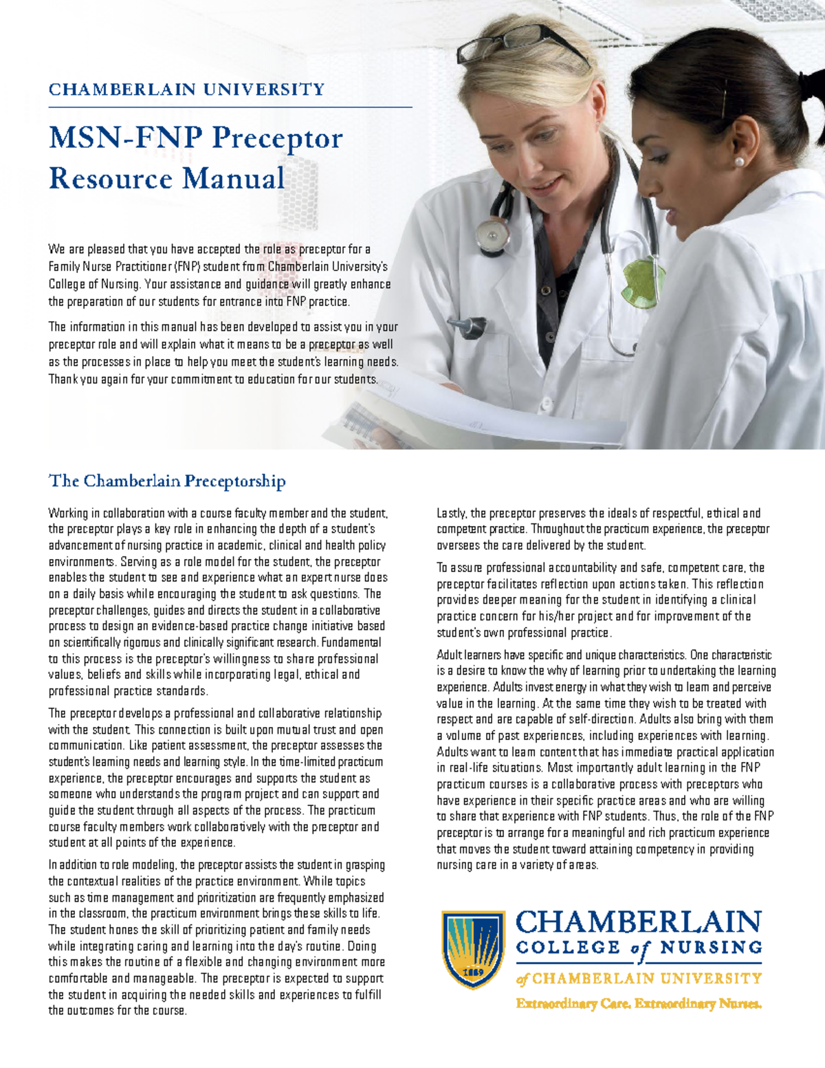 MSN-FNP Preceptor Resource Manual - The Chamberlain Preceptorship ...