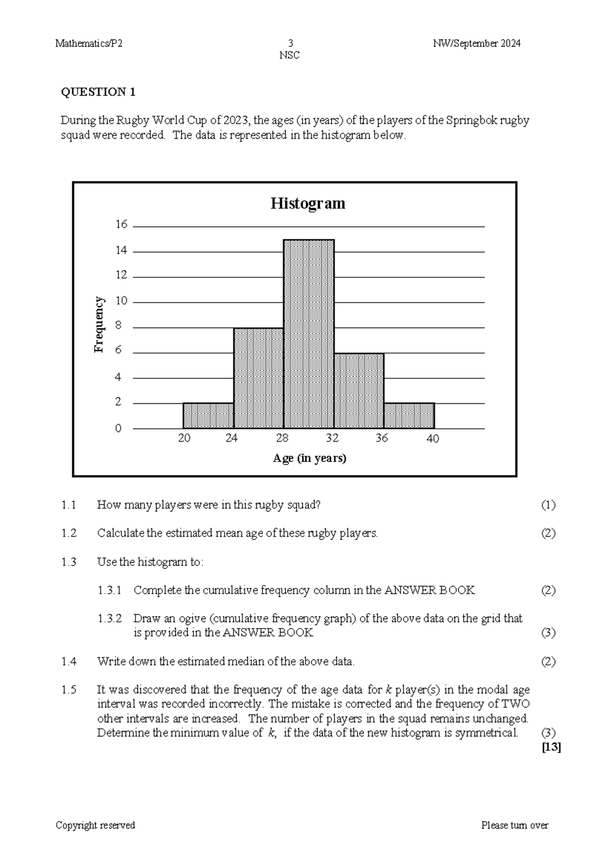 NW NSC Mathematics P2 ENG QP SEPT 2024 - NSC ####### QUESTION 1 ...