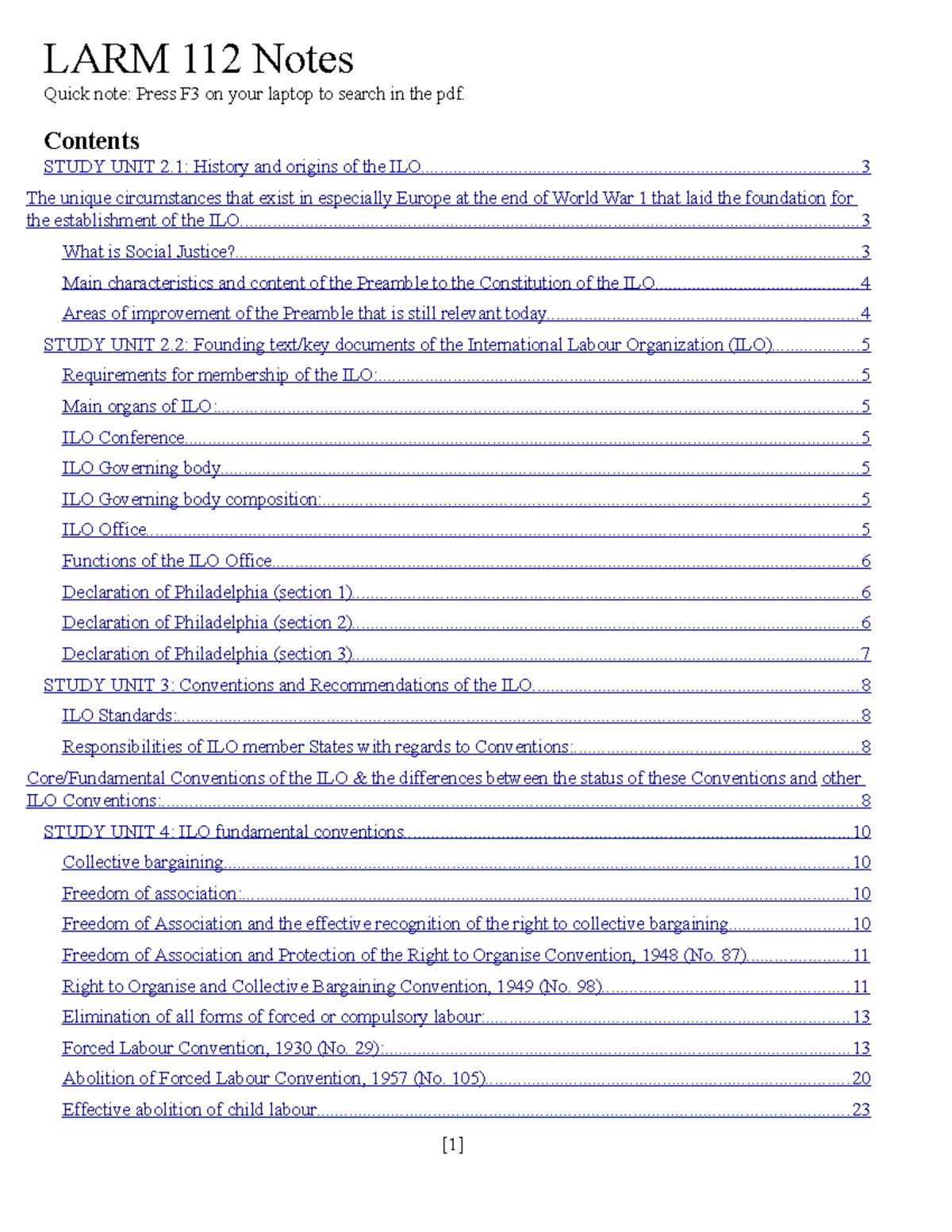 Notas - NWU Potchefstroom BCom Industrial Psychology - [1] LARM 112 ...