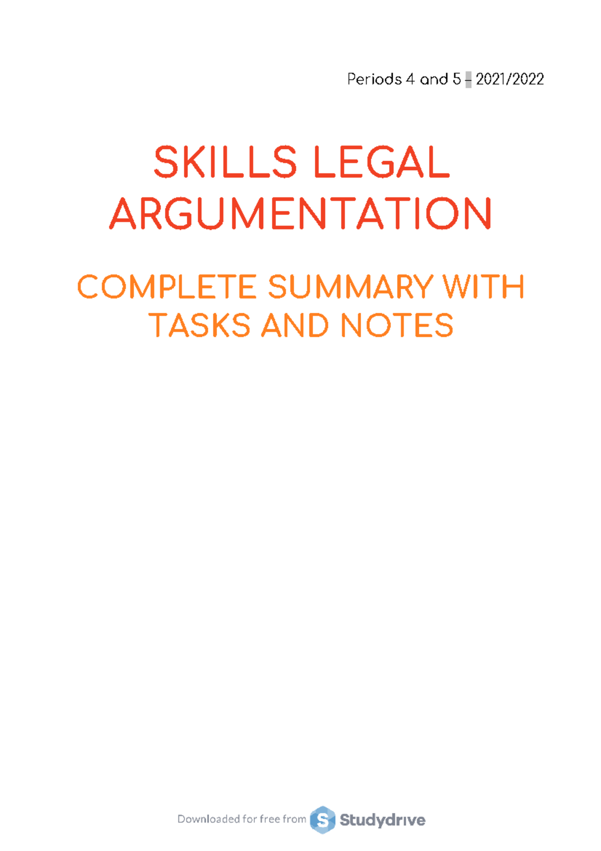 Complete Tasks AND Notes Legal Argumentation - Periods 4 and 5 – 2021 ...