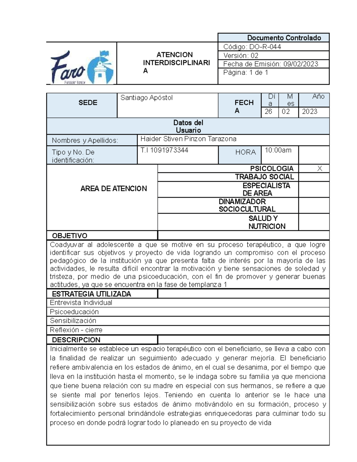 Atencion Interdisciplinaria deiby - Documento Controlado ATENCION ...