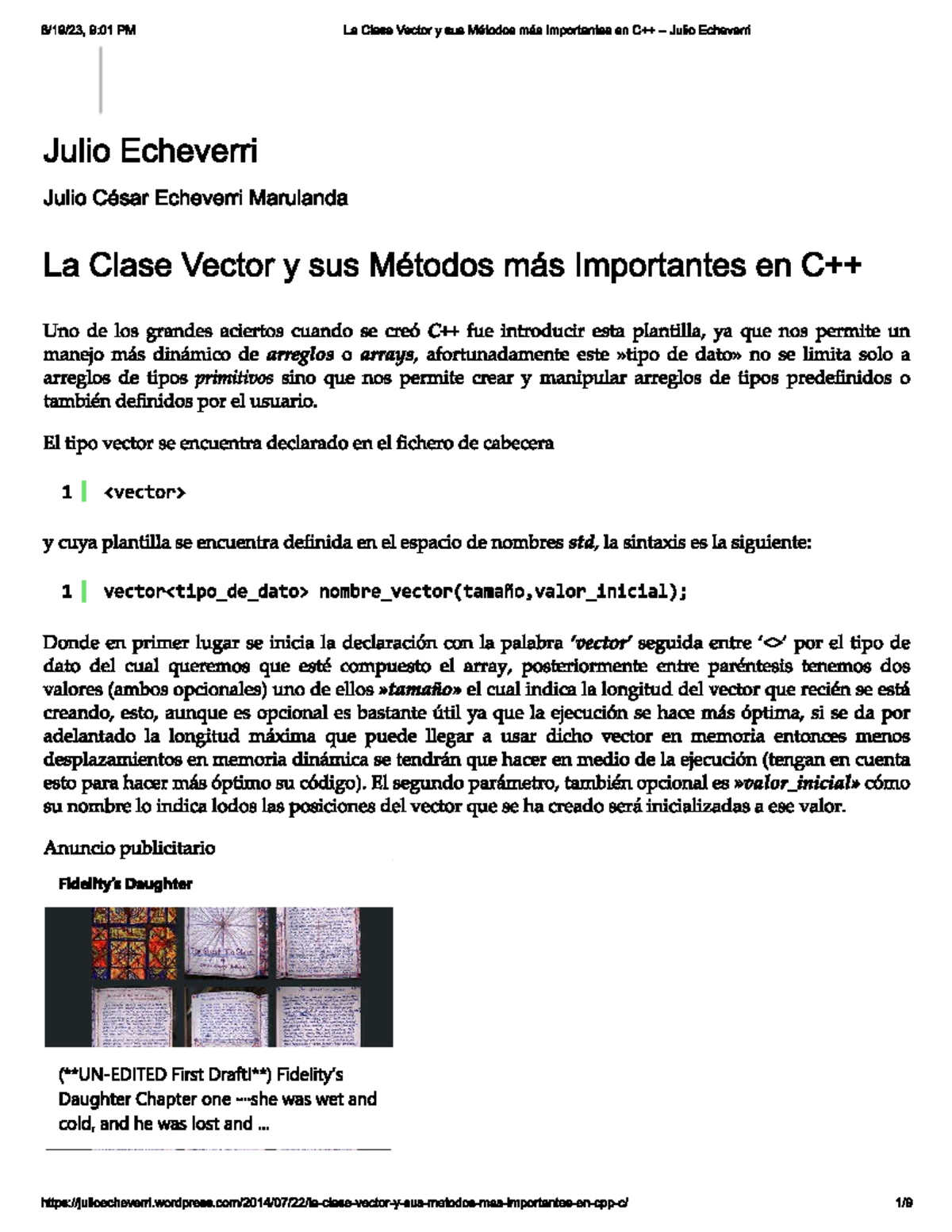 Clase Vector en CMas Mas - Programacion Orientada a Objetos (C++) - Studocu