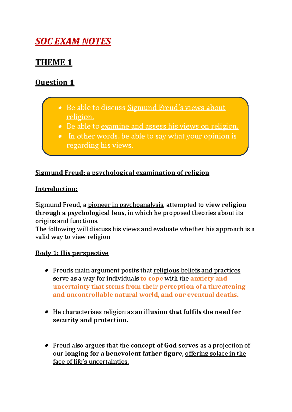 SOC EXAM Notes - Summary Sociology - SOC EXAM NOTES THEME 1 Question 1 ...