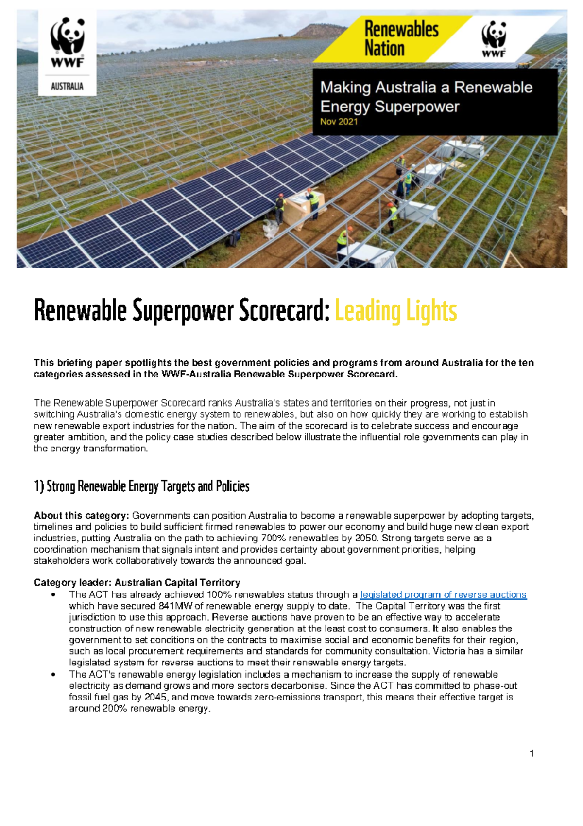 WWF Scorecard - Leading LIghts Brief 261121 - This briefing paper ...