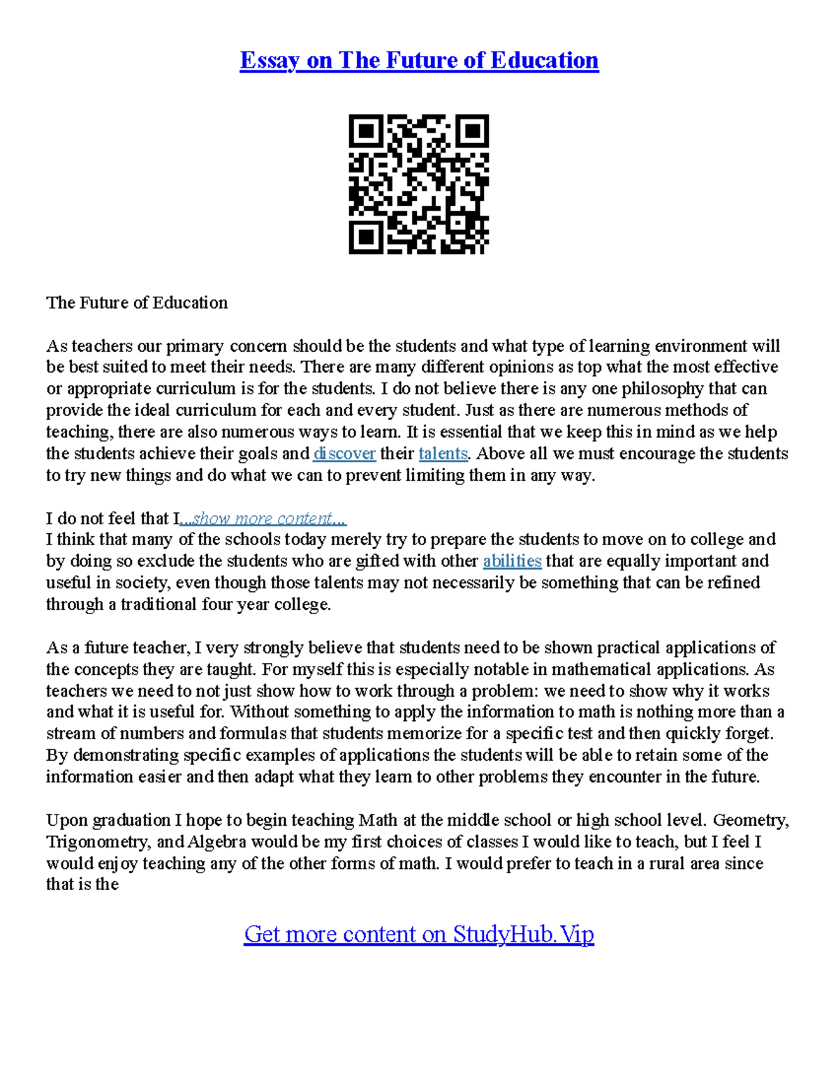 Essay Topics On Education - Essay on The Future of Education The Future ...