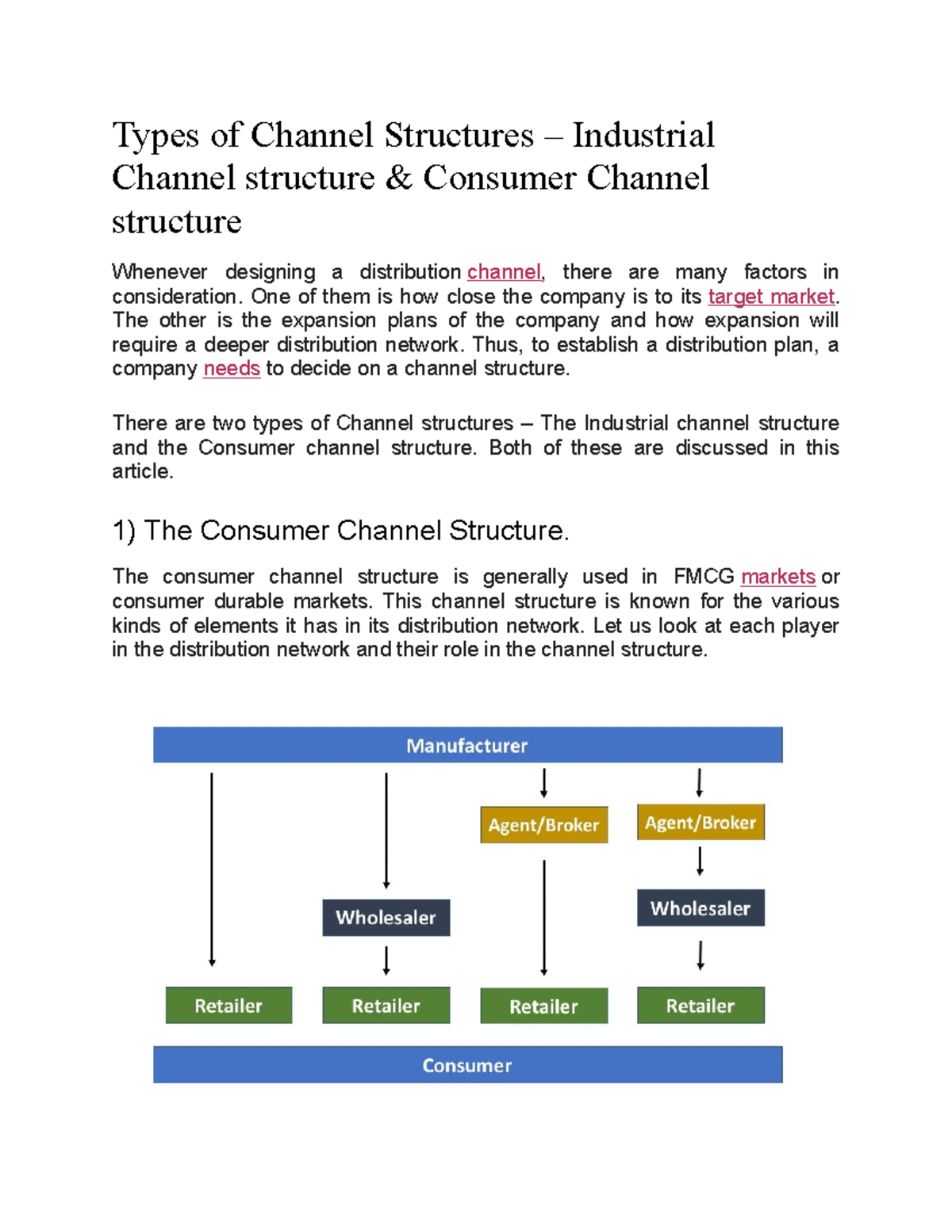 Types of Channel Structures - One of them is how close the company is ...