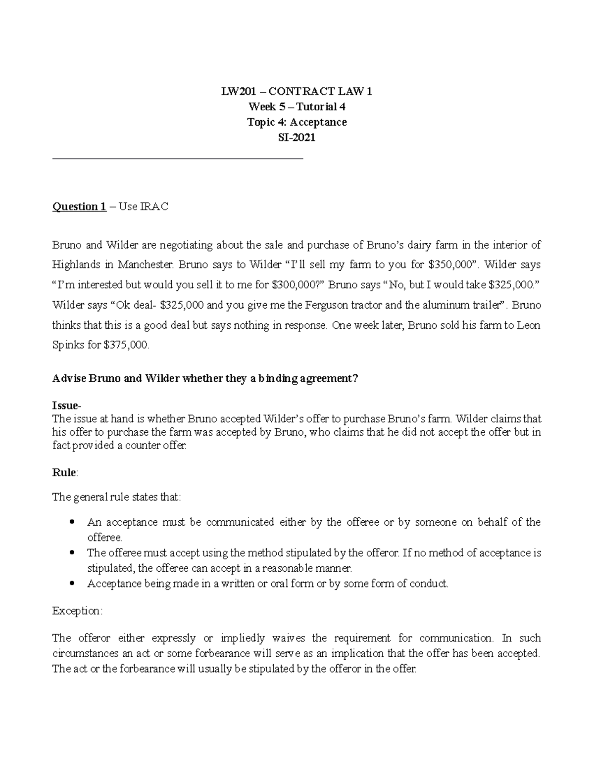 Tutorial 4 - The questions are based on week One's material taught by ...