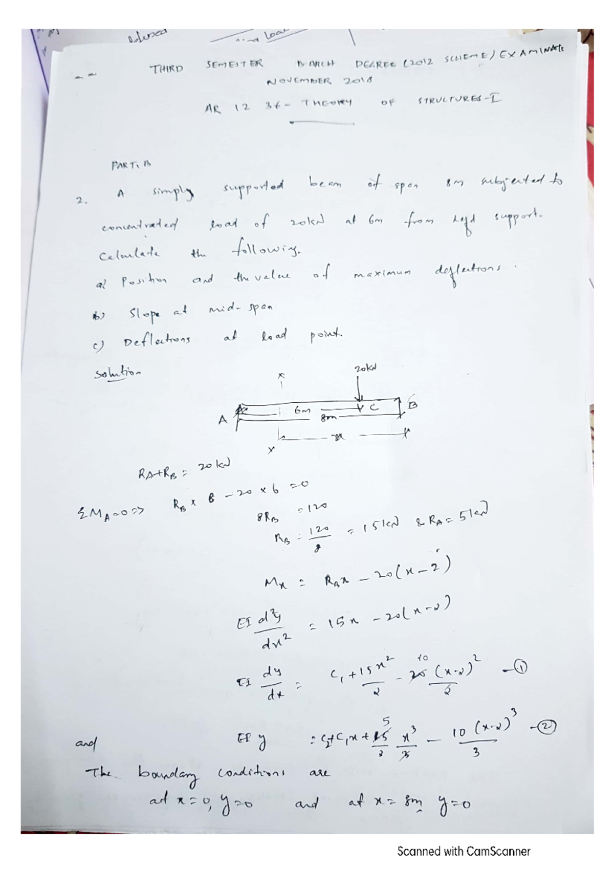 Tos solved question paper - Theory of structure - Studocu